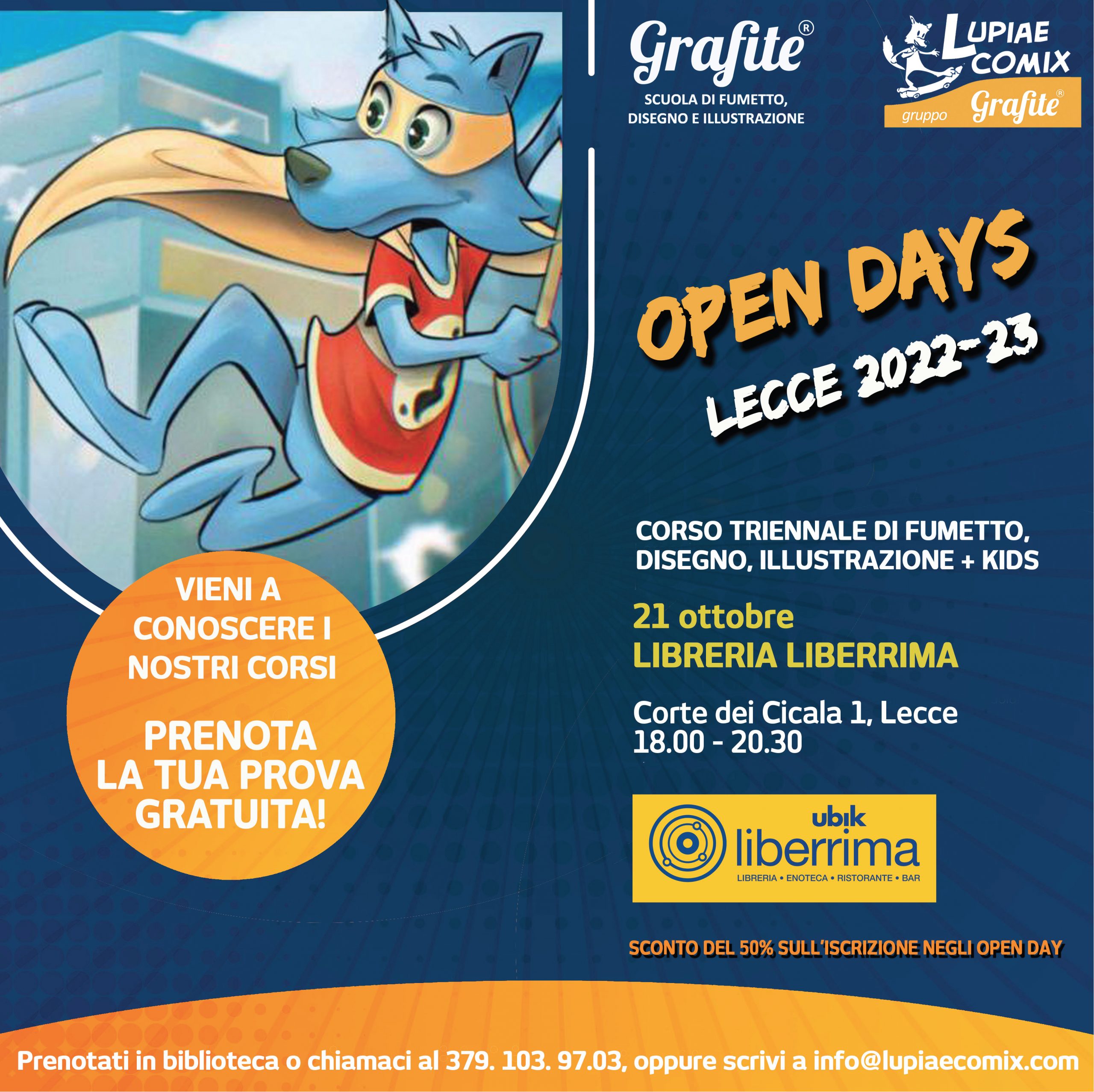 OPEN DAY SCUOLA DI FUMETTO LUPIAE COMIX GRUPPO GRAFITE - Libreria Liberrima