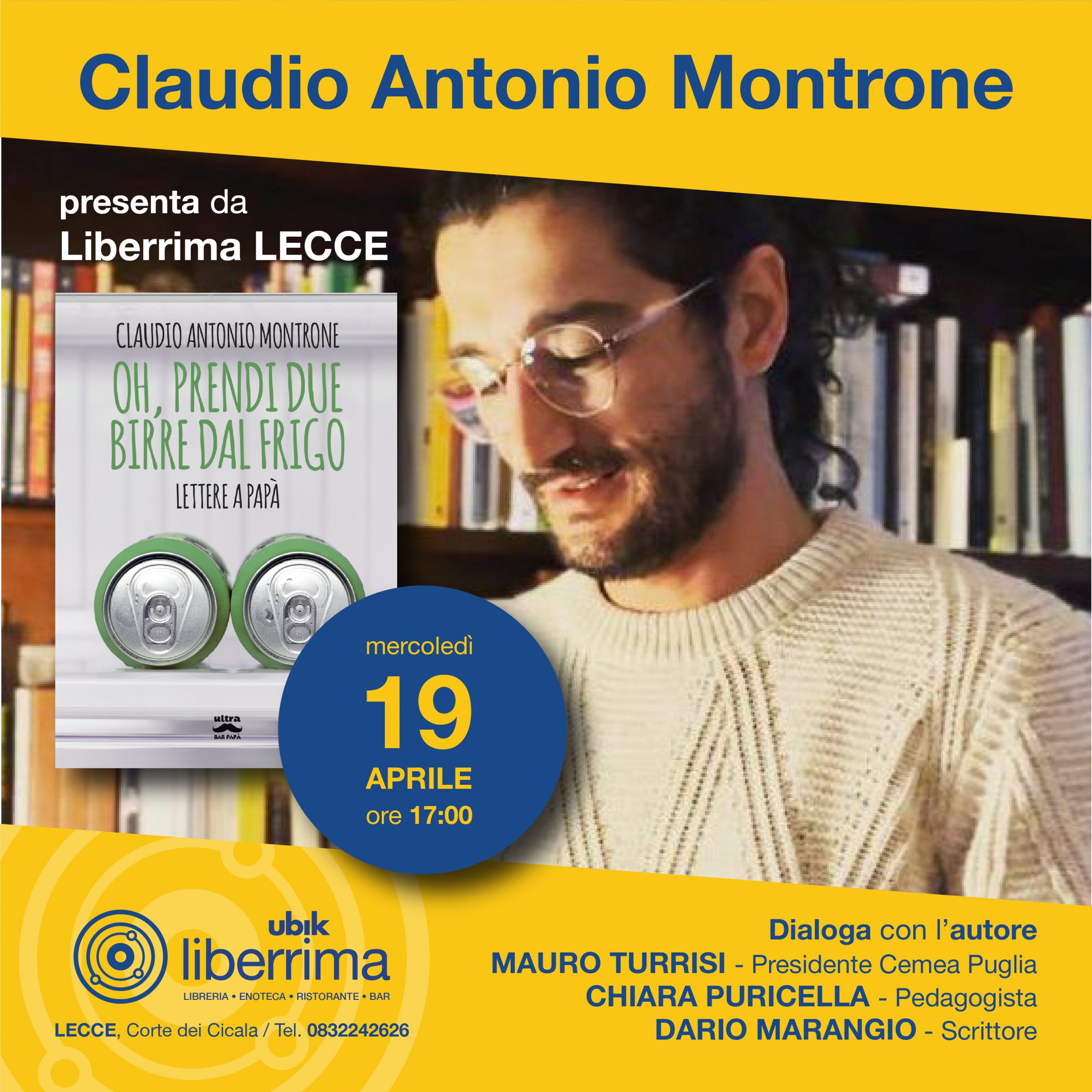 Un caffè con Claudio Antonio Montrone che presenta "Oh prendi due birre ...