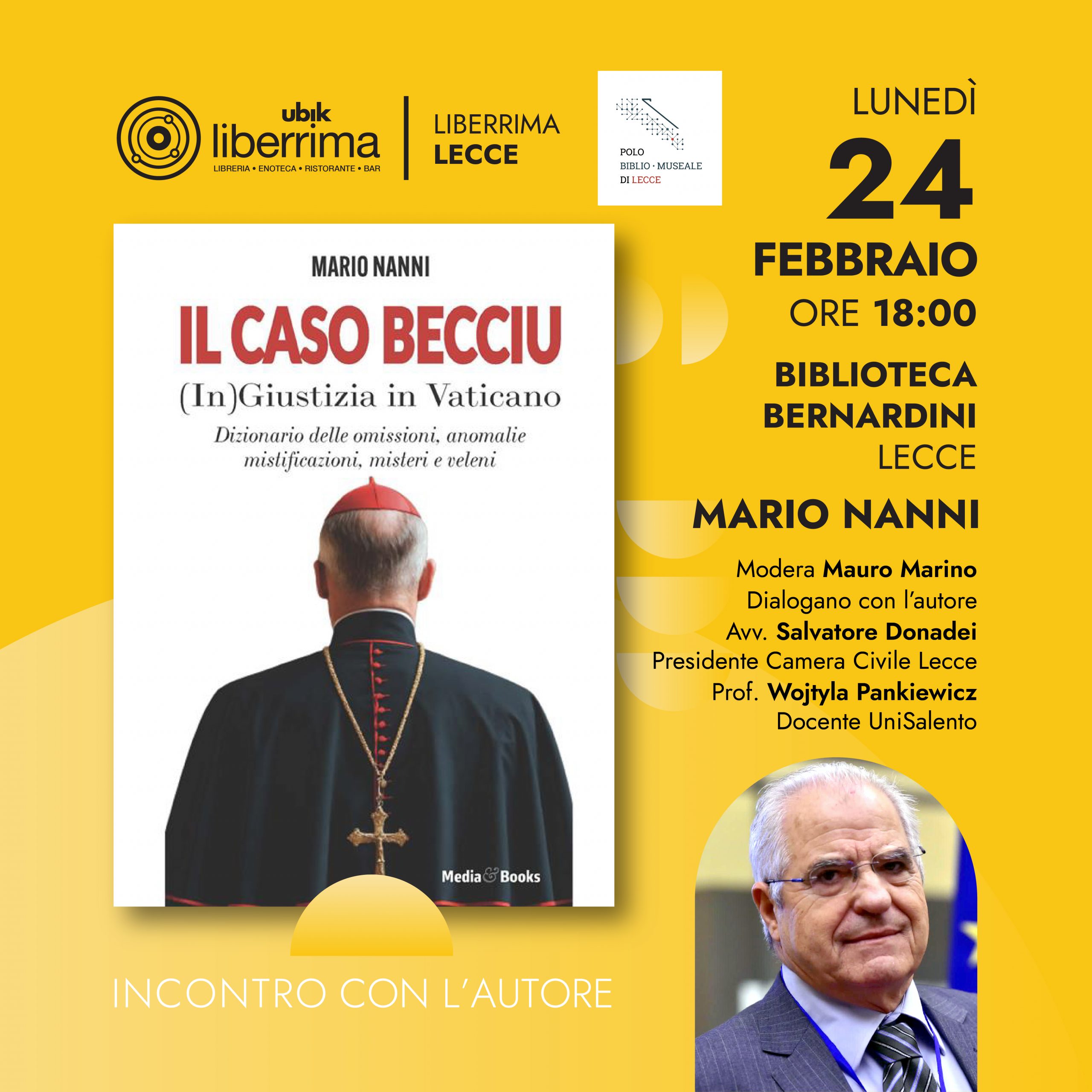 Il caso Becciu. Mario Nanni alla Biblioteca Bernardini di Lecce ...